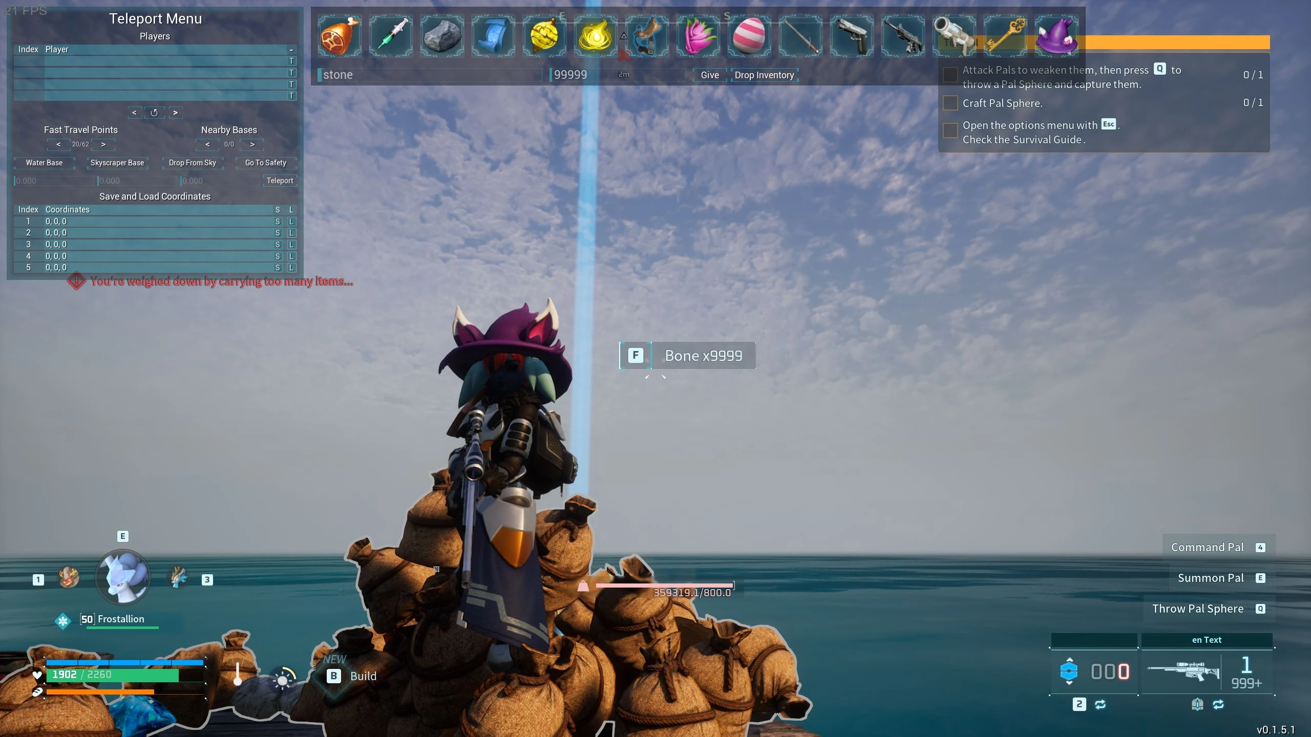 Palworld Give Kit Tool Bar